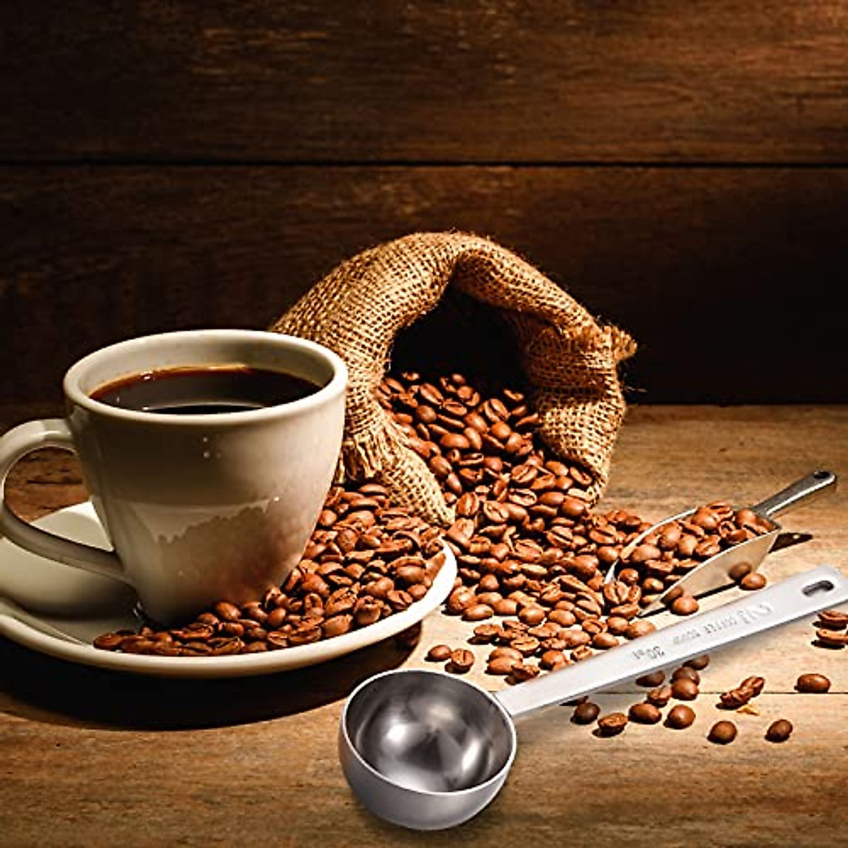 4 Pieces 2 Tablespoon Scoops with Long Handle, 30 ml Stainless Steel Coffee Spoon for Coffee Milk Fruit Powder, Measuring Dry and Liquid Ingredients, Spice Jar, Cooking Baking, Leveler