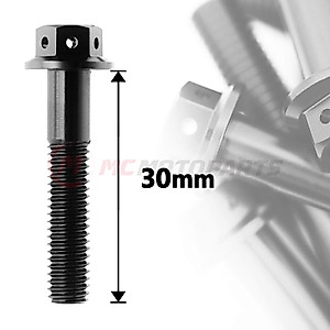 MC MOTOPARTS Pre-drilled CNC Race Spec Bolts M6 x 30mm Flanged HEX Head Screws 5 pcs (Black)