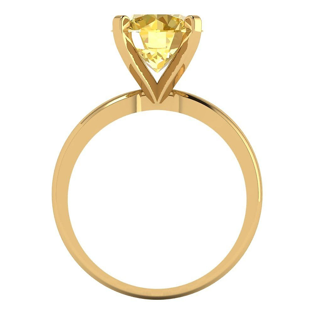 Clara Pucci 3.0 ct Round Cut Solitaire Natural Yellow Citrine Engagement Bridal Promise Anniversary Ring in 18K Yellow Gold Size 7.5