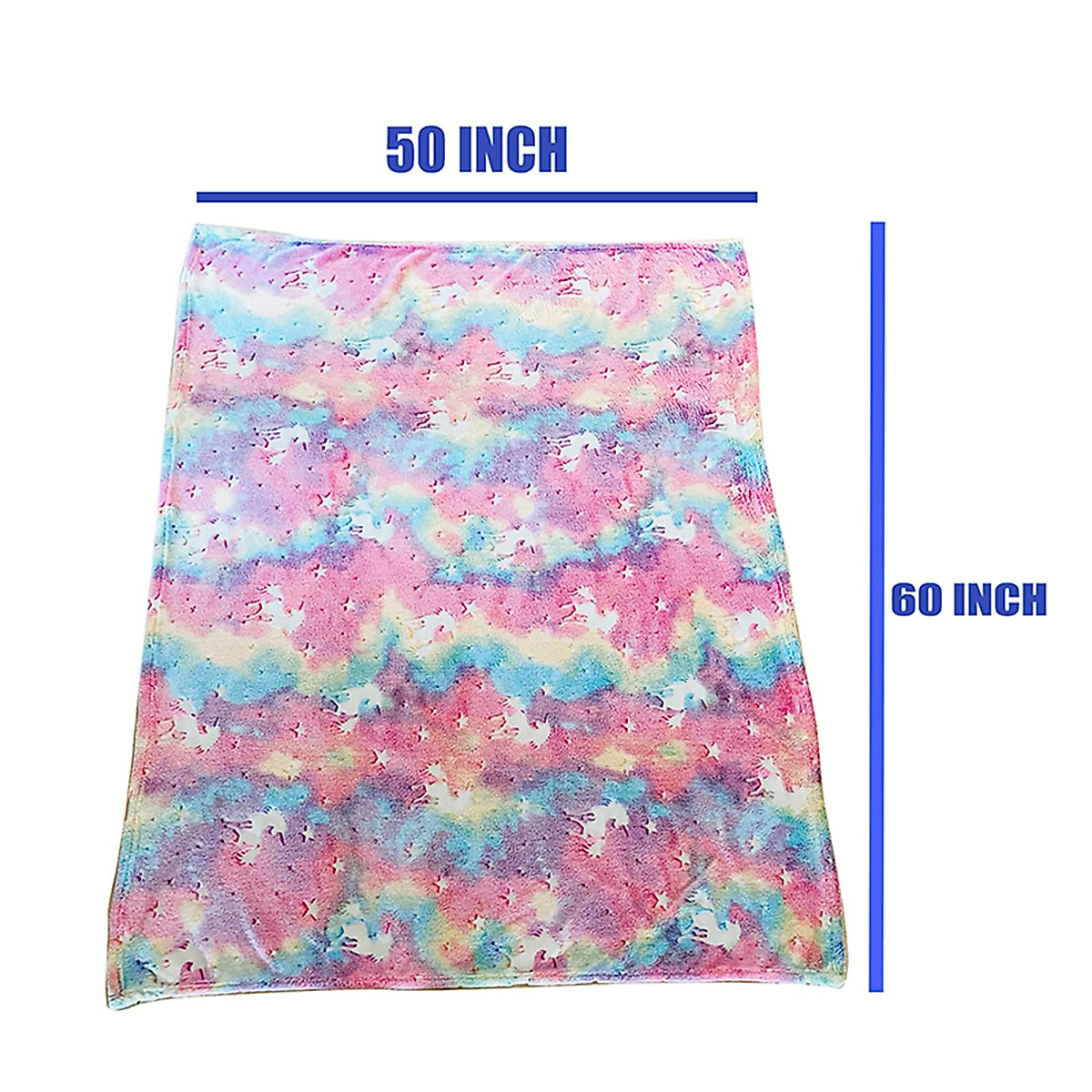 HUABANSHUI Glow in The Dark Blanket, Luminous Unicorn Blanket - Christmas Birthday Gifts for Kids Girls Toddler Grandkids(50" x 60", Rainbow)