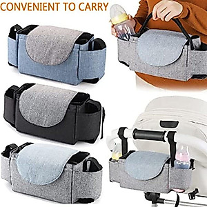 YWHWLX Stroller Organizer Bag With Cup Holders, Stroller Accessories Organizer and Bottle Holder Fits Most Strollers for Bottle,Diaper,Phone,Keys,Toys (Grey)