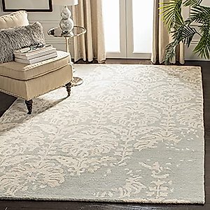 SAFAVIEH Bella Collection 6' x 9' Light Grey/Ivory BEL125B Handmade Premium Wool Area Rug