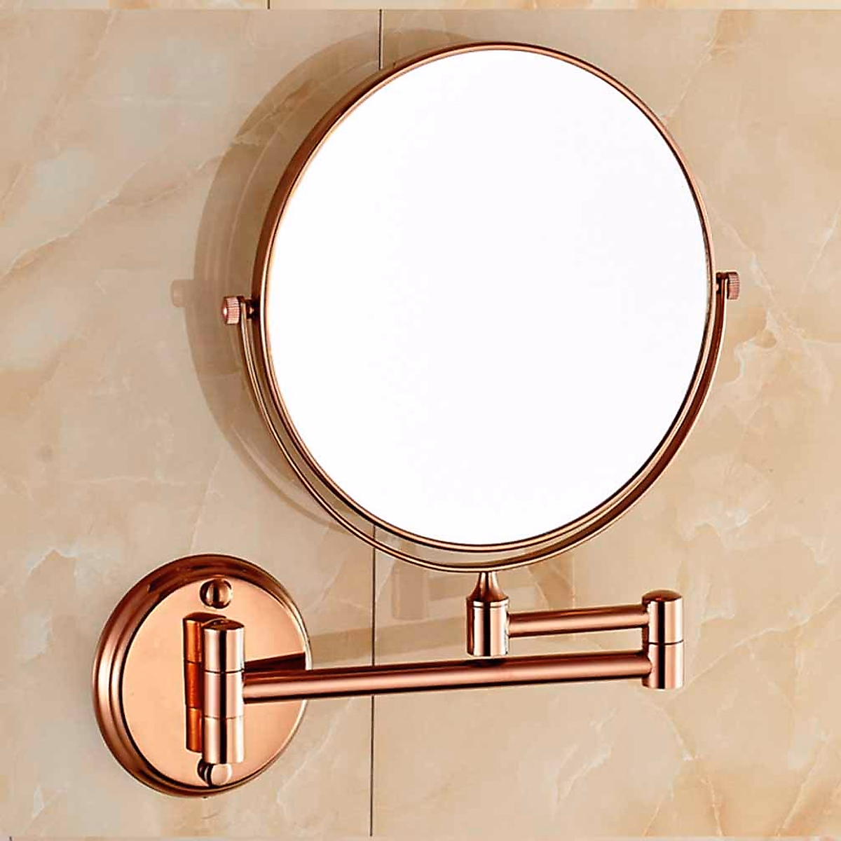 KARAOT Round Mirrors for Walls, 3X Magnification, Normal Double-Sided Bathroom Vanity Mirror Swivel, Extendable Folding, 360° Free Rotation, for Shaving, Makeup