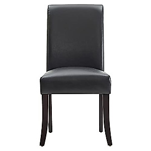Watson & Whitely Upholstered Kitchen & Dining Room Chairs with High Back, Faux Leather Dining Chairs with Solid Wood Legs, Set of 2, Black