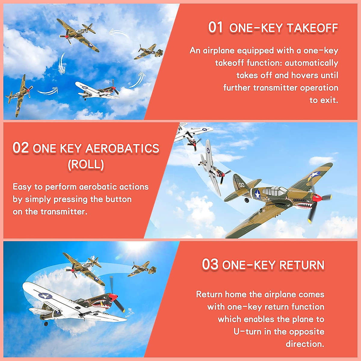 Losbenco RC Plane 4 Channel Remote Control Airplane, Ready to Fly RC Airplane with Xpilot Stabilization System and One Key Aerobatic for Beginners Adult