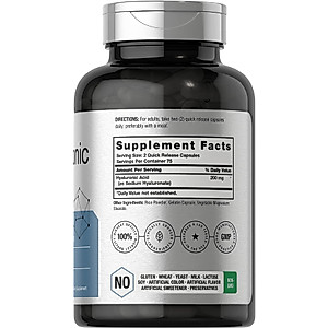 Hyaluronic Acid Supplement | 200 mg | 150 Capsules | Non-GMO and Gluten Free Supplement | by Horbaach