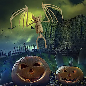 Halloween Animal Skeleton,Horrible Bat Skeleton Simulation Bat Model Vivid Bat Bone Movable Jaws for Halloween Decoration (2 Pack)