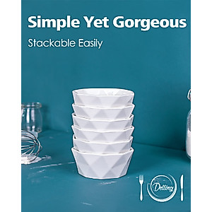 DELLING 22 Oz Geometric Cereal Bowls, White Soup Bowls Dessert/Snack Bowls Set for Rice Pasta Salad Oatmeal, Microwave/Dishwasher/Oven Safe Set of 4