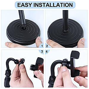 Cell Phone Holder, Adjustable Height (9.8-13inches) Phone Stand for Desk Office Thick Case 270° Flexible Phone Holder Stand iPhone Stand Compatible with All Mobile Phone, Samsung (Black)