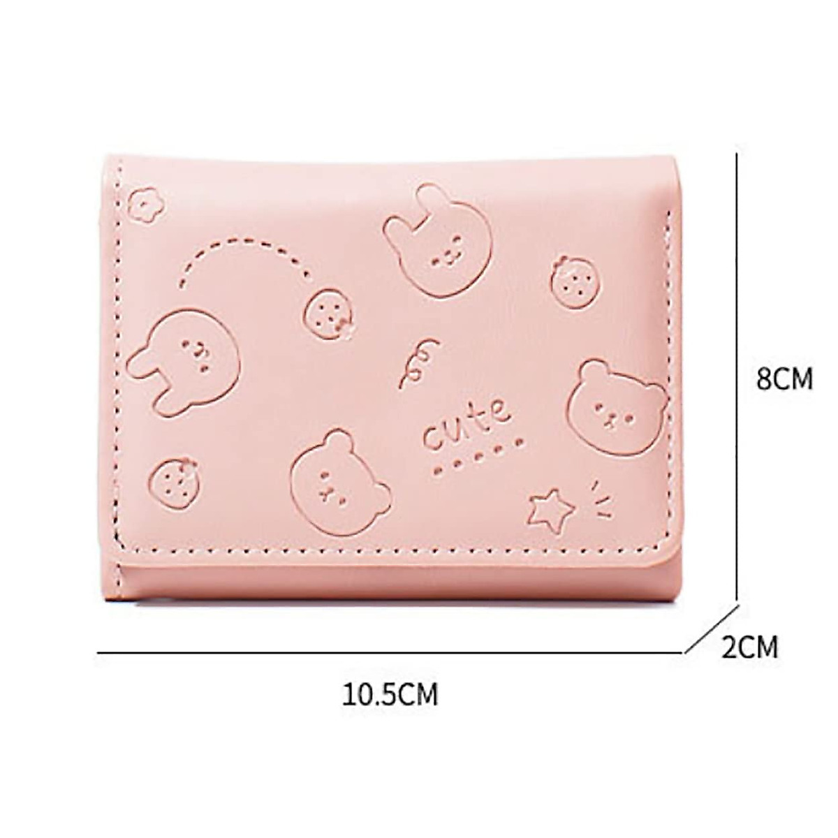 YaJaMa Cute Rabbit Bear Women Wallet Small PU Leather Trifold Slim Credit Card Case Holder Organizer with ID Window for Girls (Pink)