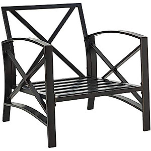 Crosley Furniture KO60007BZ-OL Kaplan Outdoor Metal Arm Chair, Oiled Bronze with Oatmeal Cushions