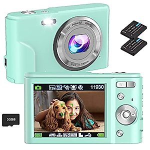 Digital Camera, Bofypoo Autofocus Kids Vlogging Camera FHD 1080P 48MP with 32GB Memory Card, 16X Zoom Point and Shoot Digital Camera, Compact Camera for Teens,Beginners