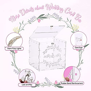 HYMENEX Wedding Card Box, Card Box for Wedding Reception, Wedding Card Box with Lock Acrylic Wedding Card Holder Decoration Gift Card Box for Wedding Anniversary Party Graduation Birthday Baby Shower