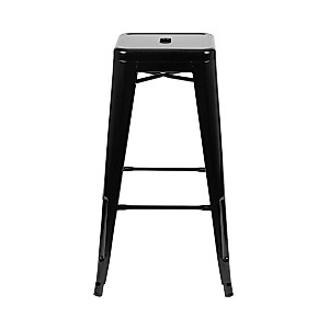 Flash Furniture Lily 30" High Metal Indoor Bar Stool in Black - Stackable Set of 4