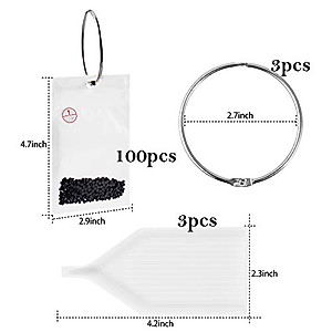 Benote Diamond Art Painting Storage Containers Large Bead Storage 100pcs Bags, Loose Leaf Binder Rings, Diamond Tray, Diamond Paint Accessories Tools