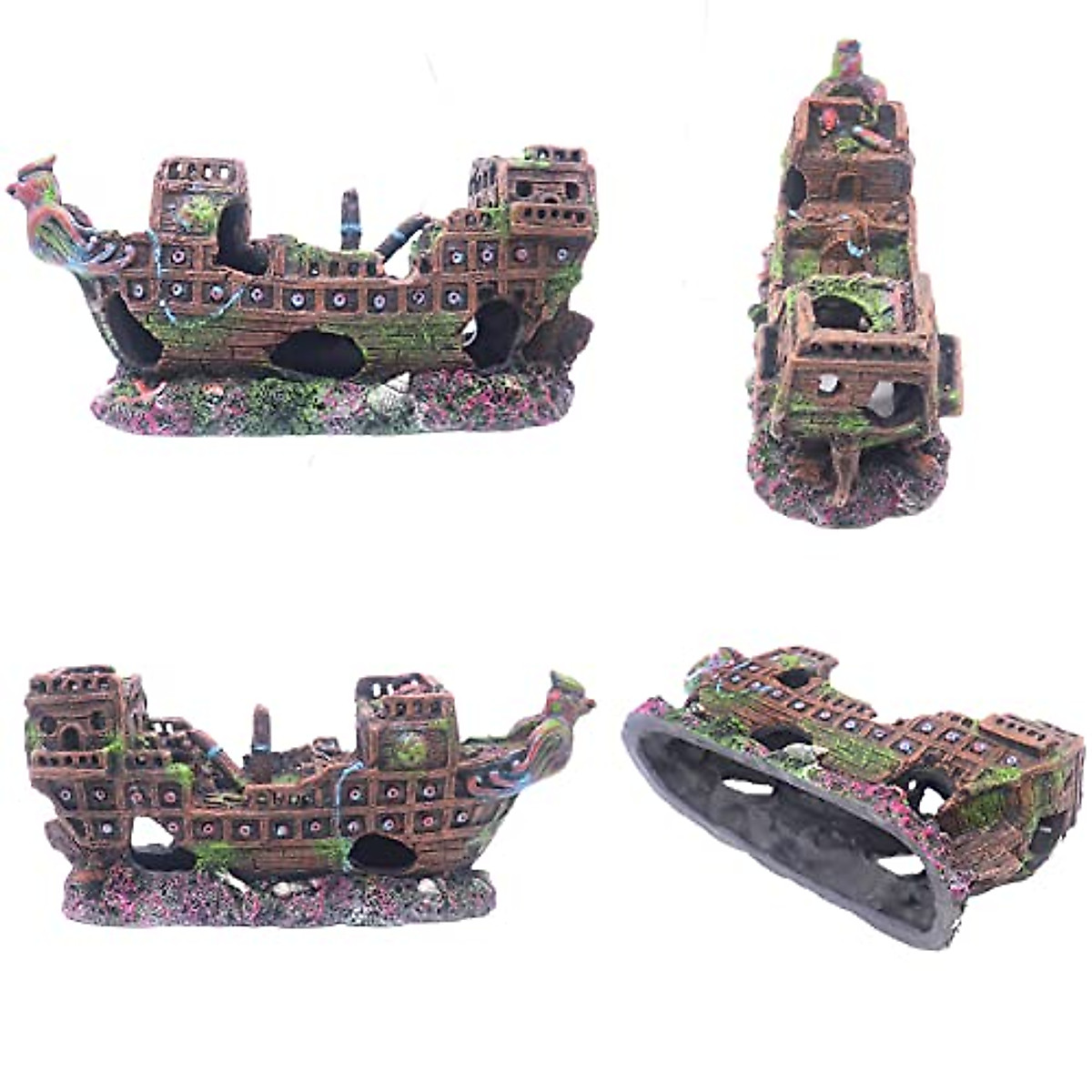 Ulifery Aquarium Shipwreck Sunken Pirate Ship, Fish Tank Decorations Battleship War Boat for Betta Extra Large XL for 55-75 Gallon Tank