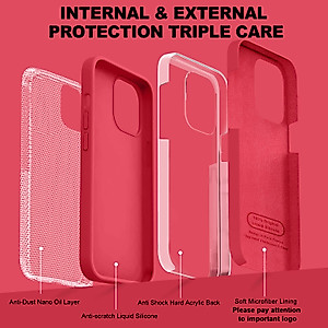 LOVE 3000 Compatible with iPhone 13 Pro Max Phone Case | Thickening Liquid Silicone | Anti-Scratch Microfiber Lining | Full-Body Duty Heavy Protection Case for iPhone 13 Pro Max Women Girls, Red