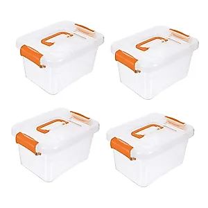 KOMBIUDA 4pcs Box Portable Storage Box Clear Stand Clear Handbags Small Plastic Bins 16 Quart Storage Containers with Lids Toy Containers with Lids Storage Containers for Organizing Make up