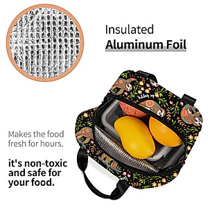 Sloth Insulated Lunch Bag with Front Pocket,Reusable Cooler Tote with Zipper for Men & Women