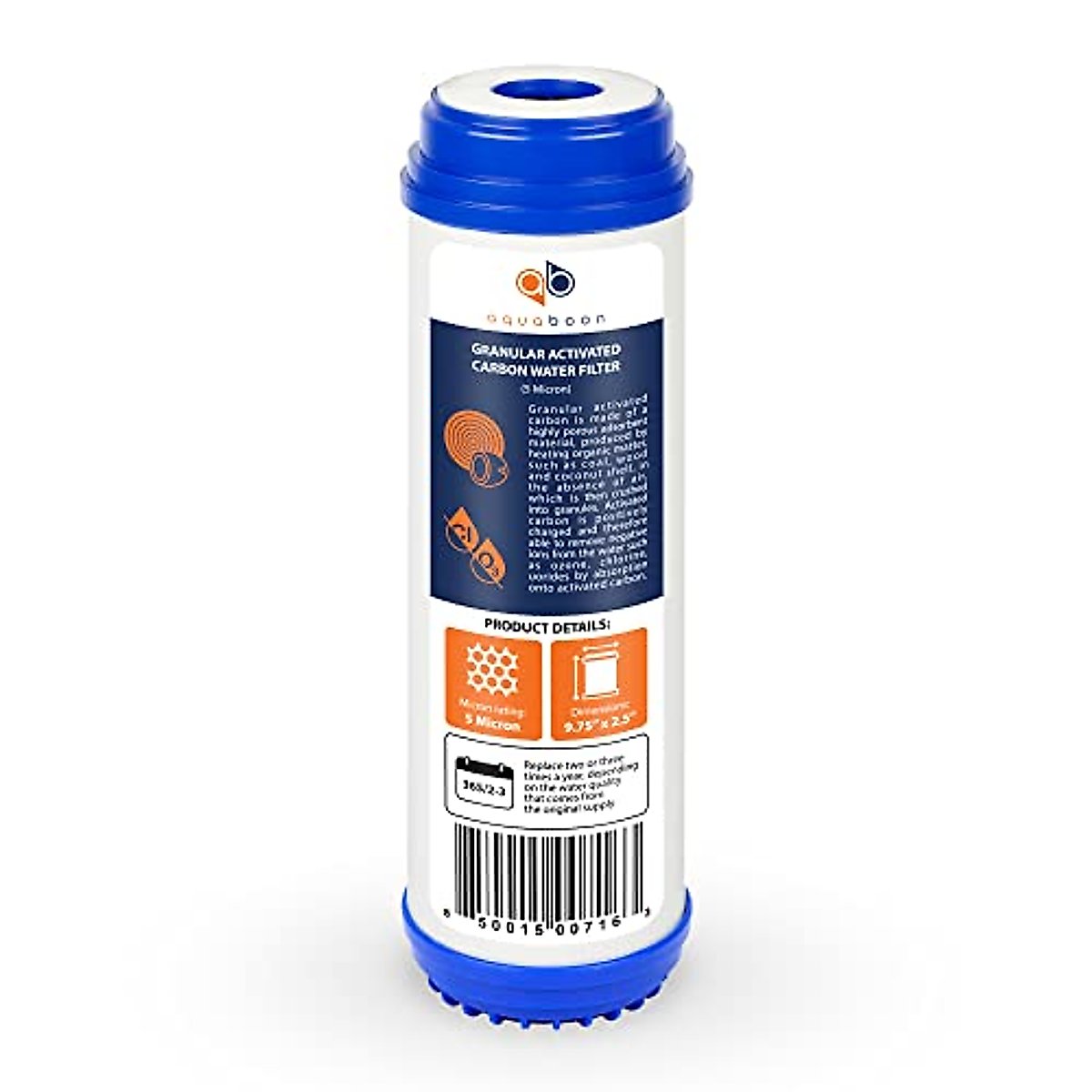Aquaboon 5 Micron 10"x2.5" Granular Activated Carbon Water Filter Replacement | Universal Coconut Shell GAC Cartridge | Compatible with C-10, WFPFC9001, AP117, GAC-10, FXUTC, D-20A, GAC1 3-Pack