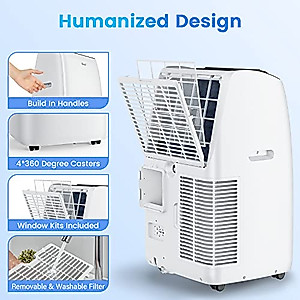 Portable Air Conditioner with Heat and Remote Control, 14000 BTU(Ashrae) /10400 BTU (SACC), WiFi Smart Control,Cools Up to 600 Square Feet, White