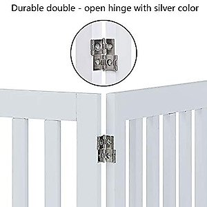 unipaws Freestanding Wooden Pet Gate for Dog and Cat, 24" H and 36" H Foldable Dog Gate with 2PCS Support Feet for Doorway, Halls, Stairs, White, Indoor Use