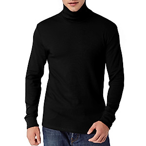 LE VONFORT Mens Turtleneck Long Sleeve T Shirts Slim Fit Thermal Undershirt Lightweight Pullover Black X-Large
