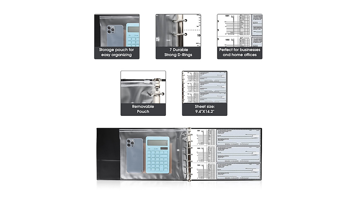 Premium 7 Ring Business Check Book Binder - Holds 600 Checks