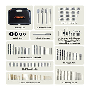 VonHaus 246-Piece Drill and Drive Bit Set with Titanium Coated HSS Bits and Storage Case for Drilling Metal, Masonry, Wood and Plastics