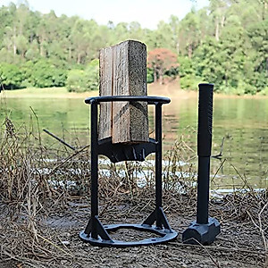 BiggerFire Manual Log Splitter High Carbon Steel Firewood Kindling Splitter Wood Splitting Wedge with 4LB Hammer Garden Tool Kit with Carry Bag PC-MH