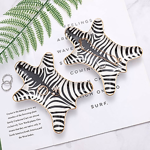 Stephanie Imports Zebra Gold Ceramic Trinket Plate and Decorative Jewelry Dish