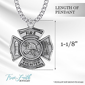 TrueFaithJewelry Sterling Silver St Florian Fire Fighter Shield Medal Patron Saint Pendant Necklace, 1 Inch