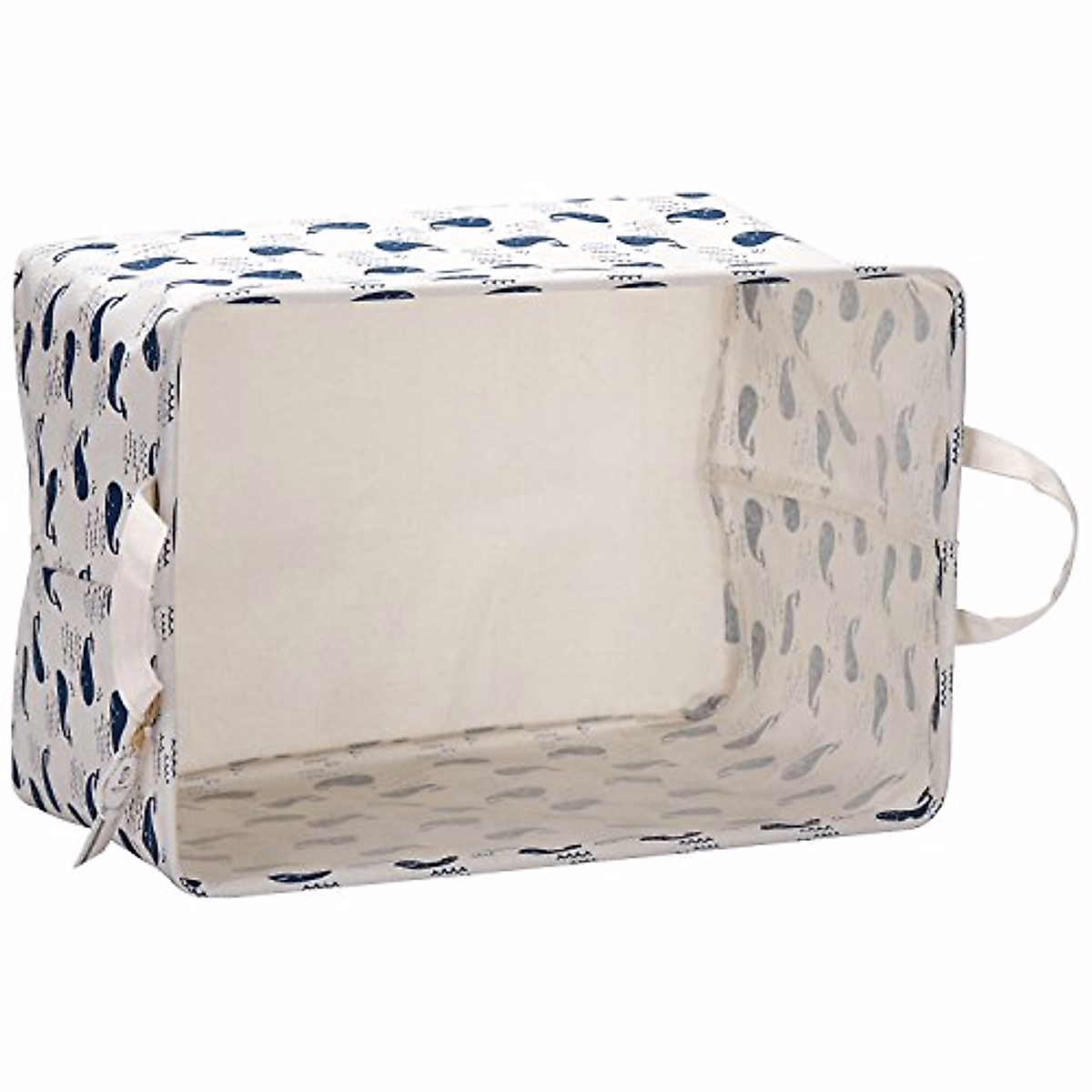 Sea Team 16.5" x 11.8" x 9.8" Square Natural Linen & Cotton Fabric Storage Bins Shelves Storage Baskets Organizers for Nursery & Kid's Room (Whale)