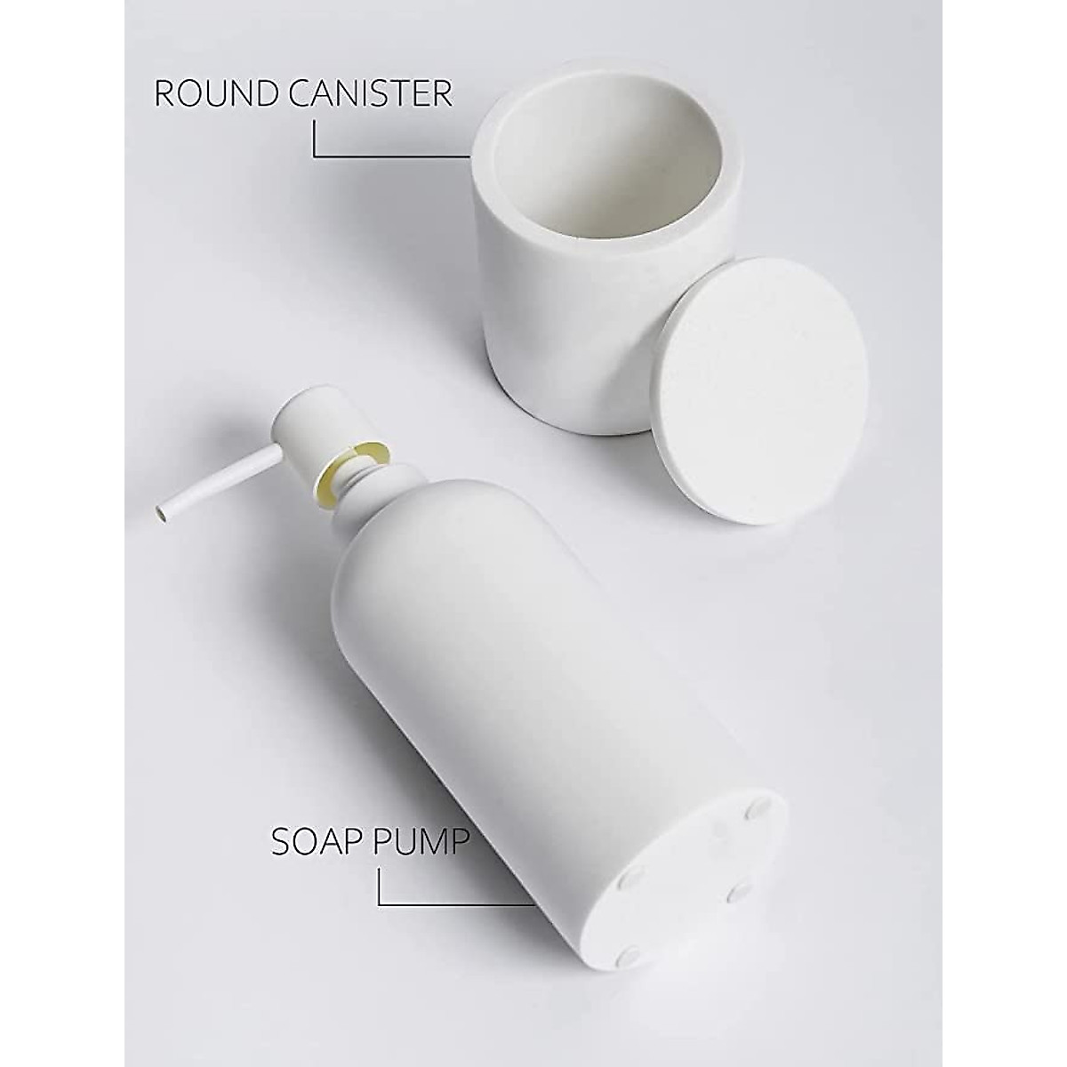 Jo Lavie Matte Black Bathroom Accessory Set 4 Pcs & Rectangle Vanity Tray, Bathroom Organizer Soap Dispenser Apothecary Jar Toothbrush Holder Toothbrush Cup Bathtub Tray Bathroom Organizer