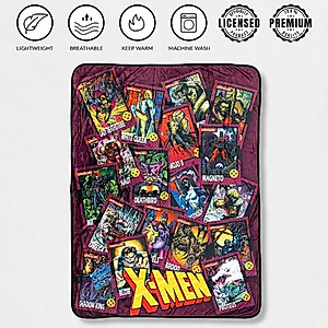 Marvel X-Men Trading Cards Villians by Jim Lee Flannel Throw Super Soft Lightweight Fleece Blanket 45 x 60 Inches