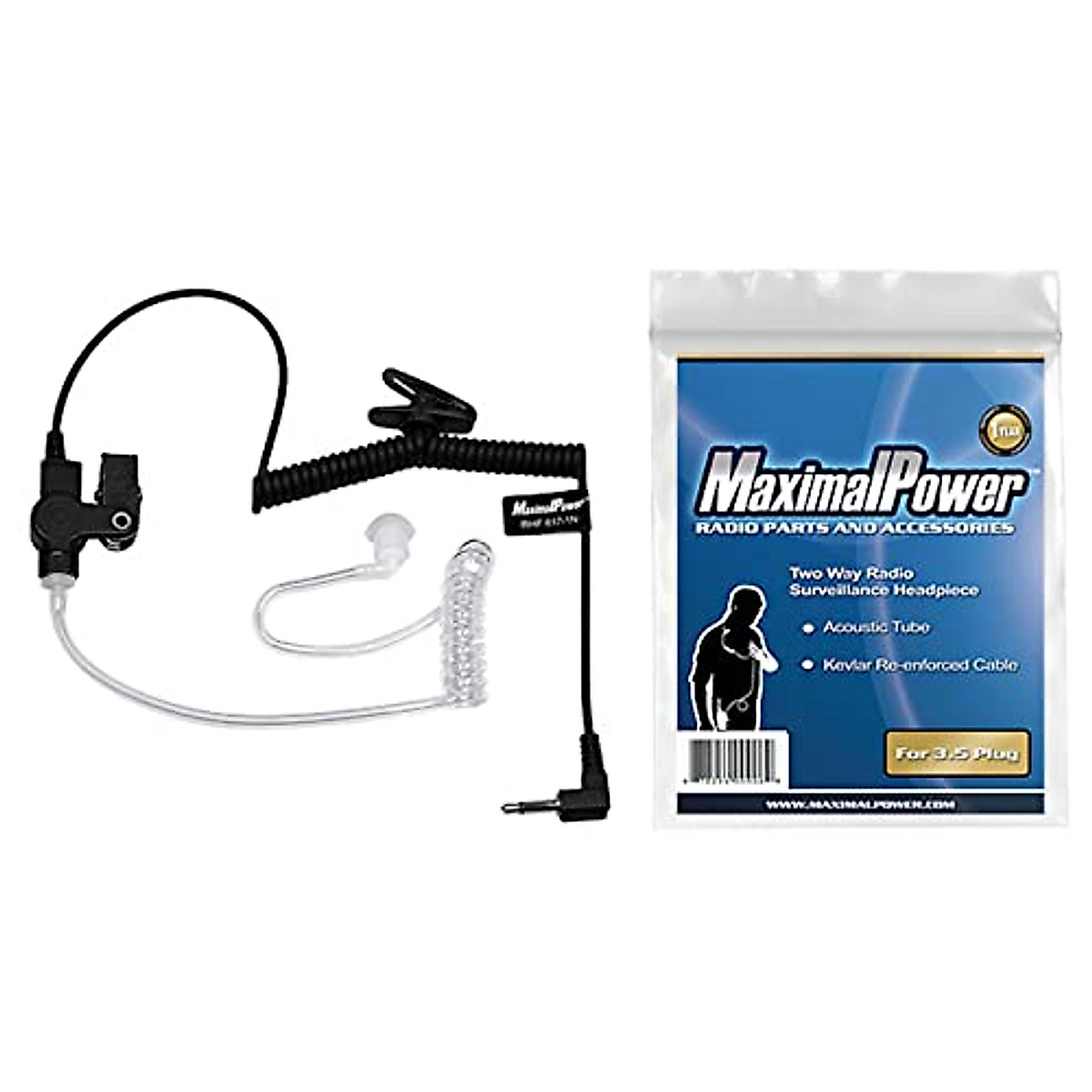 Maximalpower 3.5mm Surveillance Plug Coil Tube Earbud Audio Kit for Two-Way Radios RH617-1 N x 10 Pack