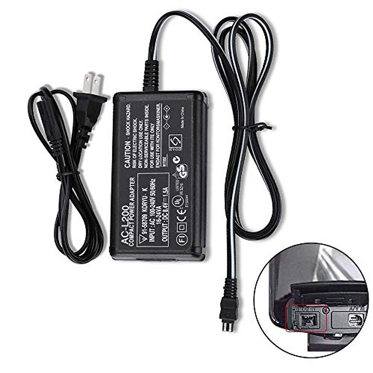 AC-L200 AC Power Adapter Charger for Sony Handycam DCR-SX40, DCR-SX41,DCR-SX44,DCR- SX45,DCR-SX60,DCR-SX63,DCR-SX65,SX83,SX85,DCR-SR42,DCR-SR45,DCR-SR46,DCR-SR47,DCR-SR68