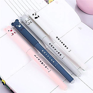8pcs Cute Kawaii Cartoon Cat Pig Bear Panda Animal Gel Ink Pen Ballpoint 0.35mm Blue Ink Student Pens Rollerball Pens for Student Gift Stationery Office Supplies, Erasable Pens Friction Erasable Pen