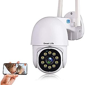 Tuya Smart Life Security Camera,1080P HD Wireless WiFi Home Surveillance Pan/Tilt 360° View Waterproof Night Vision, Human Detection,Auto Tracking
