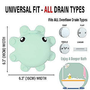 Bathtub Overflow Drain Cover Tub - Silicone Bathroom Overflow Drain Cover, Bath Tub Overflow Cover, Bathroom Spa Accessories, Adds Inches of Water for Deeper&Warmer Bath，Aqua Green