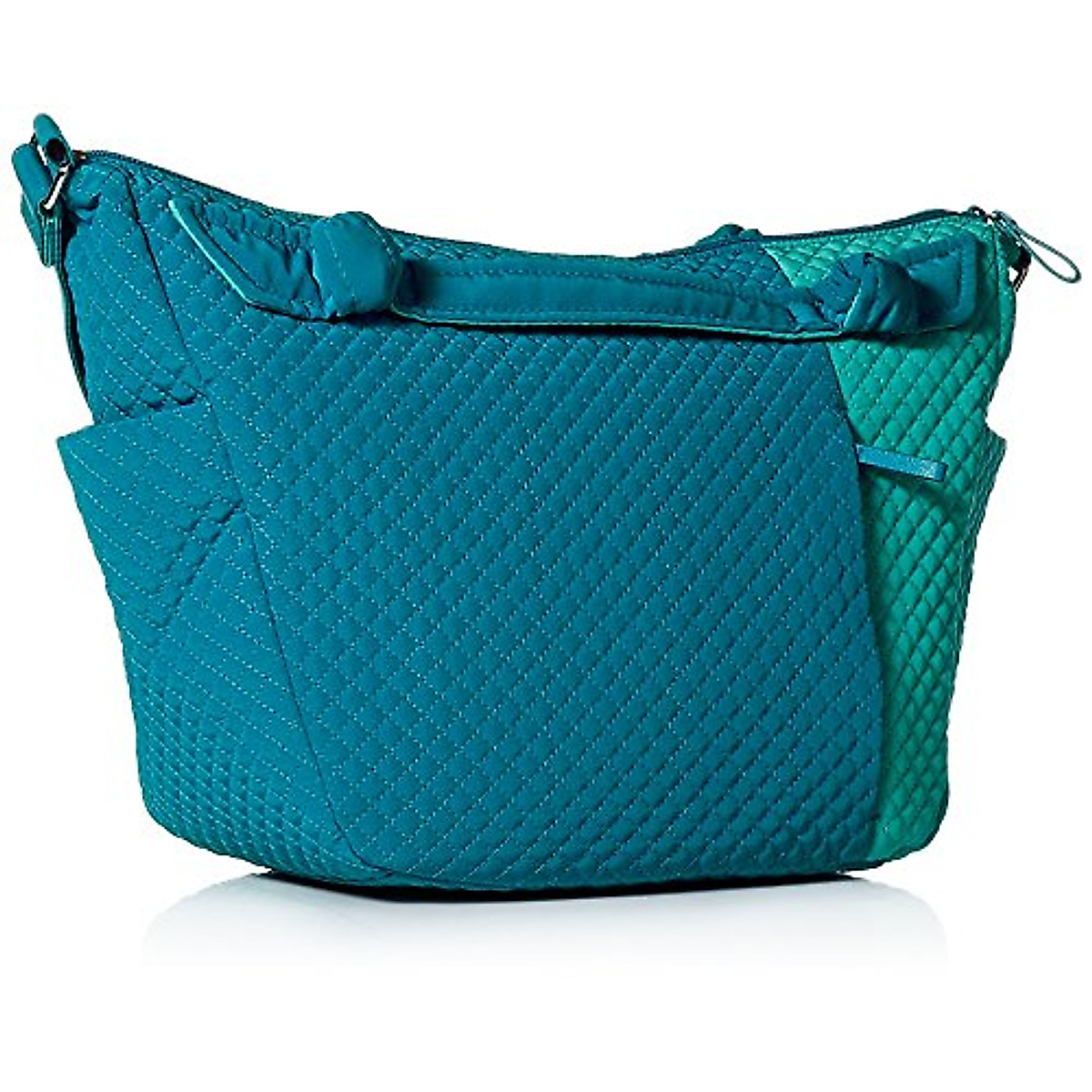 Vera Bradley Women's Microfiber Hadley on the Go Satchel Purse, Bahama Bay and Turquoise Sea, One Size