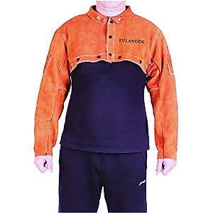 EULANGDE Premium Split Welders Heat Resistant Leather Cape Sleeve,Adjustable Cuffs, Adjustable Collar, M L XL 2XL 3XL for Men & Women (Large)