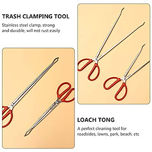 FRCOLOR Fireplace Trash Grabber Tongs Heavy- Duty Log Tweezers Indoor Firewood Tongs Claw Grabber for Wood Stove Fire Pit Garbage Picker 53cm Garbage Trash Picker