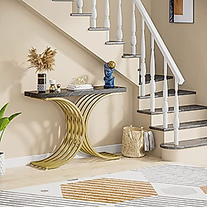 LITTLE TREE 41 inches Gold Entryway Console Table with Led Light, Sofa Table Accent Table for Entrance, Hallway, Living Room