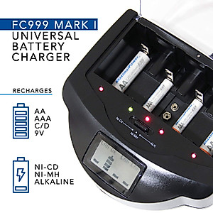 MaximalPower Universal Battery Charger Station for Alkaline, RAM, Ni-MH, Ni-CD, AA, AAA, C, D, 9V Batteries | FC999 Model (Battery Charger)