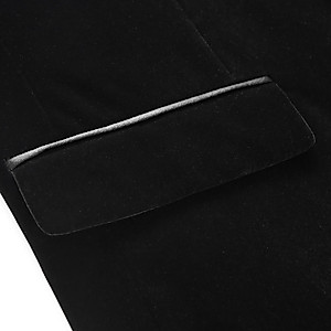Mens Velvet Blazer Slim Fit Suit Jacket for Men Peaked Lapel One Button Tuxedo Blazer Wedding Prom Dinner Black