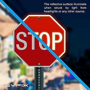 iSYFIX Stop Sign Reflective Aluminum – 12 x 12 Inch,1 Pack– Street Traffic, Slow Warning, Laminated, UV, Weather, Scratch and Fade Resistant on Outdoors, Great for Crossings, Garage and Parking