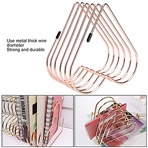 Estink Desk Book Storage Rack, 5 Slot Heart Shaped Book Shelf Telescopic Files Folder Stand Office File Organizer Bookshelf Decor Craft Supplies for Office Home Desk Decoration (Rose