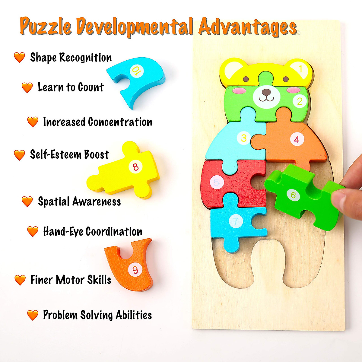 Montessori Mama Wooden Toddler Puzzles for Kids Ages 2-4, Montessori Toys for 3 Year Old, Animal Toddler Toys Ages, 4-Pack Learning Toddler Puzzle