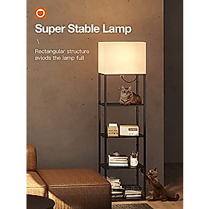 addlon Floor lamp with Shelves Pro Max, 5-Tier Modern Floor lamp with 3 Color Temperatures LED Bulb, Display Shelf lamp for Living Room, Bedroom and Office - Black…